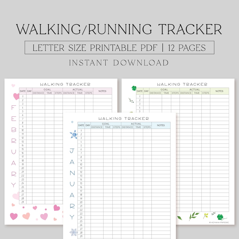 Printable Steps Tracker 8.5X11 | Digital Download | Walking Tracker ...