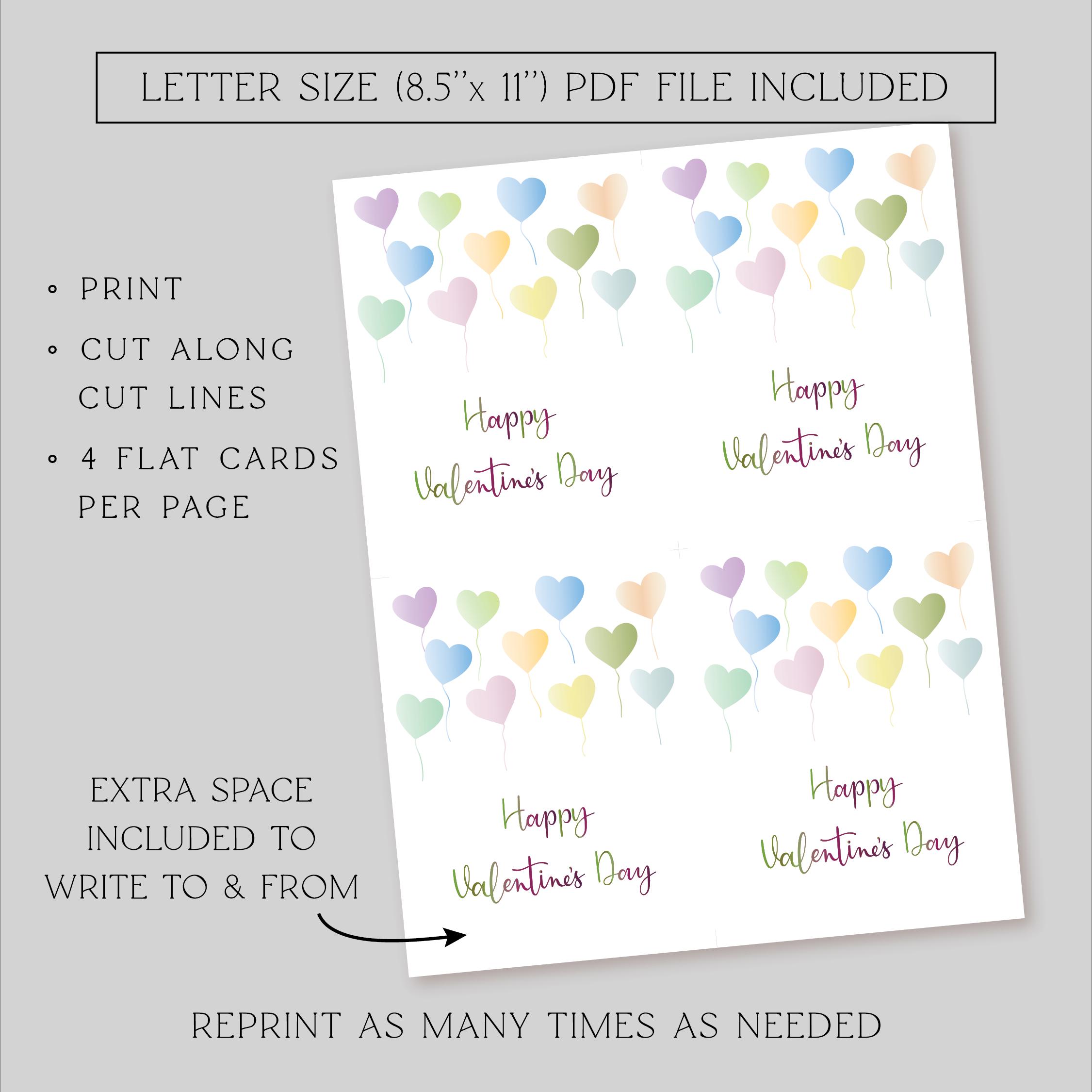 Printable Kids Colorful Hearts Valentine's Day Cards, A2 Flat Cards 4. ...