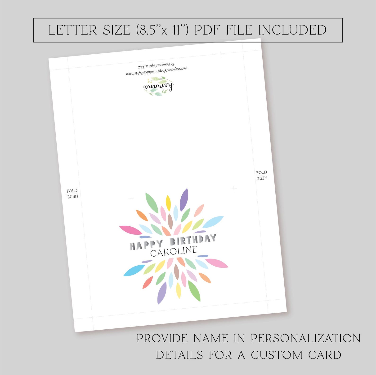 Printable Personalized Happy Birthday Card, Made to Order Digital ...