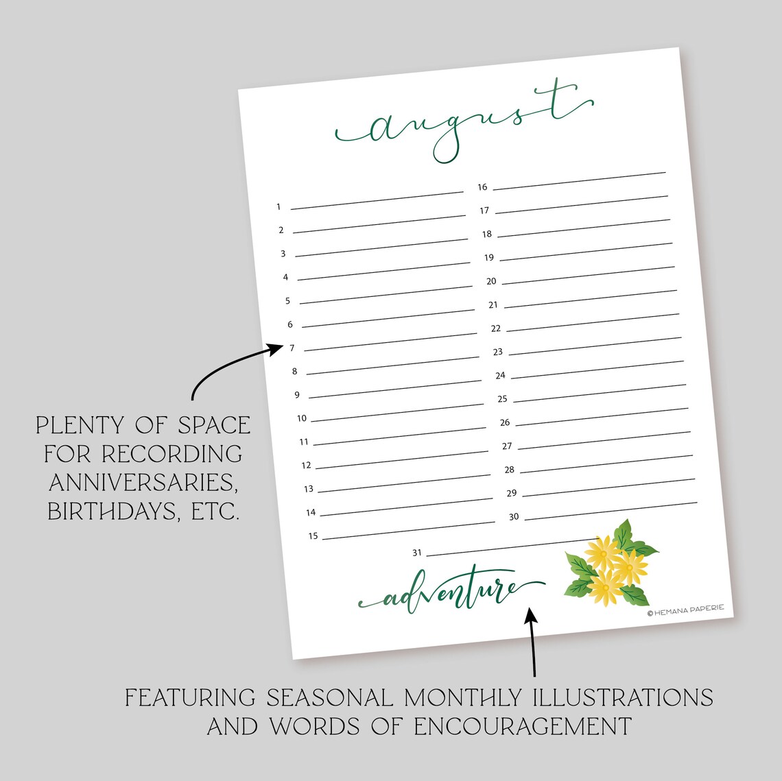 Printable Celebration Monthly Vertical Calendar for 12 Months ...