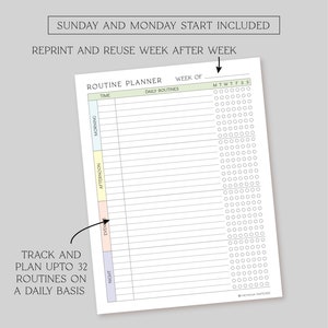 Printable Weekly Routine Planner, Monday Start, Sunday Start, Planner ...