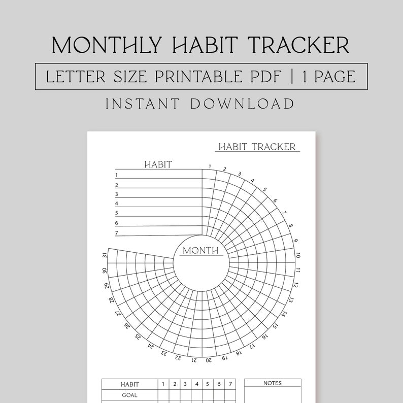 Printable Habit Tracker 8.5X11 | Digital Download - Etsy