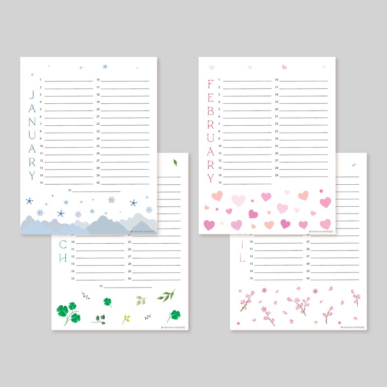 Printable Birthday Tracker, Anniversary Celebration Calendar for 12 ...