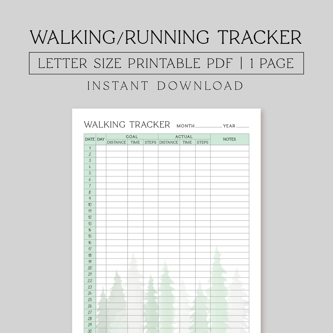 Printable Walking Tracker 8.5X11 | Digital Download | Steps Tracker ...