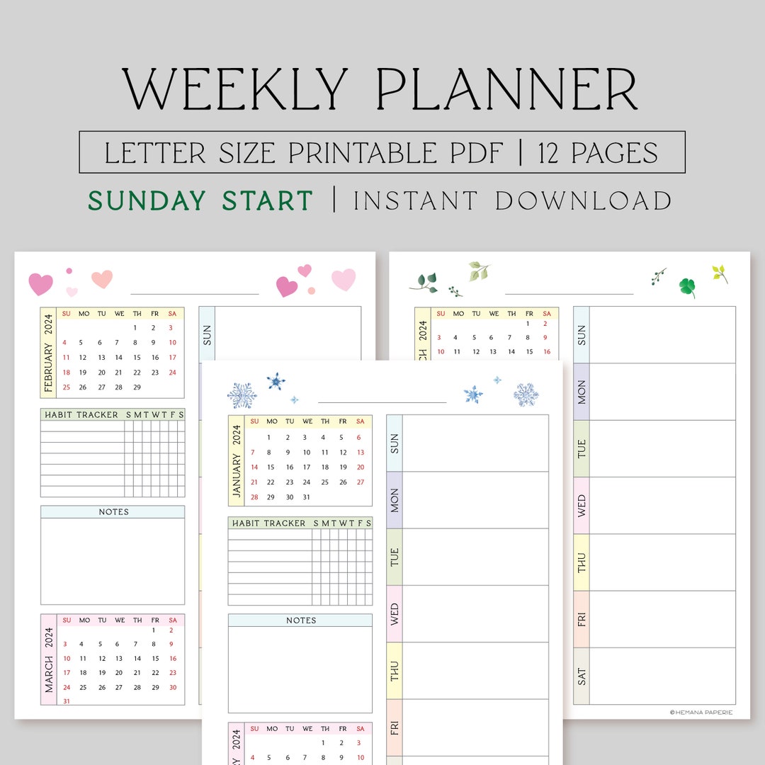 Printable Weekly Planner With 2024 Calendar8.5x11, to Do List, Weekly ...