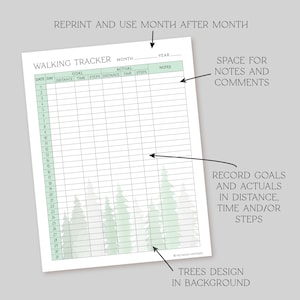 Printable Walking Tracker 8.5X11 | Digital Download | Steps Tracker ...