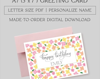 Printable Personalized Happy Birthday Card, Made to Order Digital ...