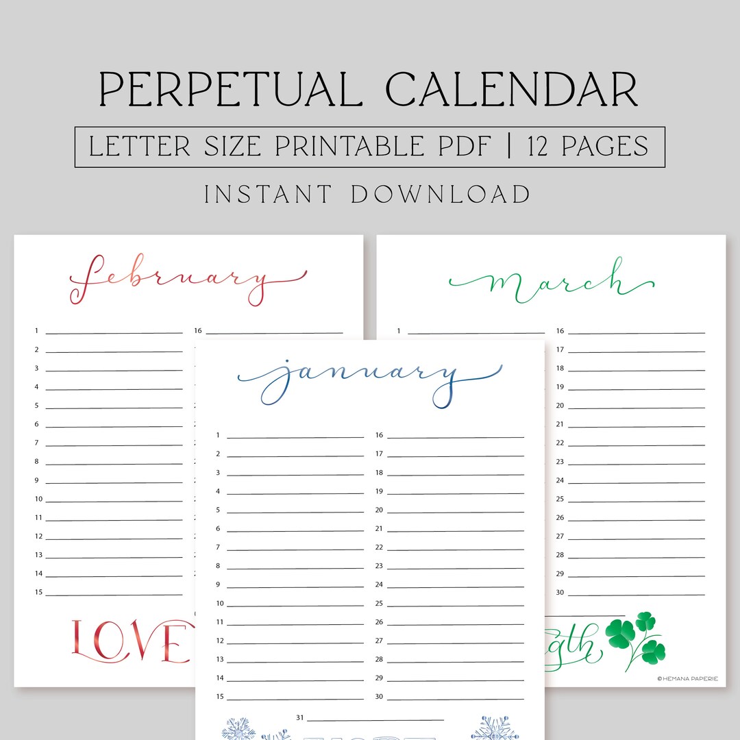 Printable Celebration Monthly Vertical Calendar for 12 Months ...