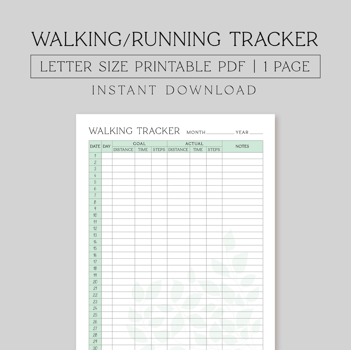 Printable Steps Tracker 8.5X11 | Digital Download | Walking Tracker ...
