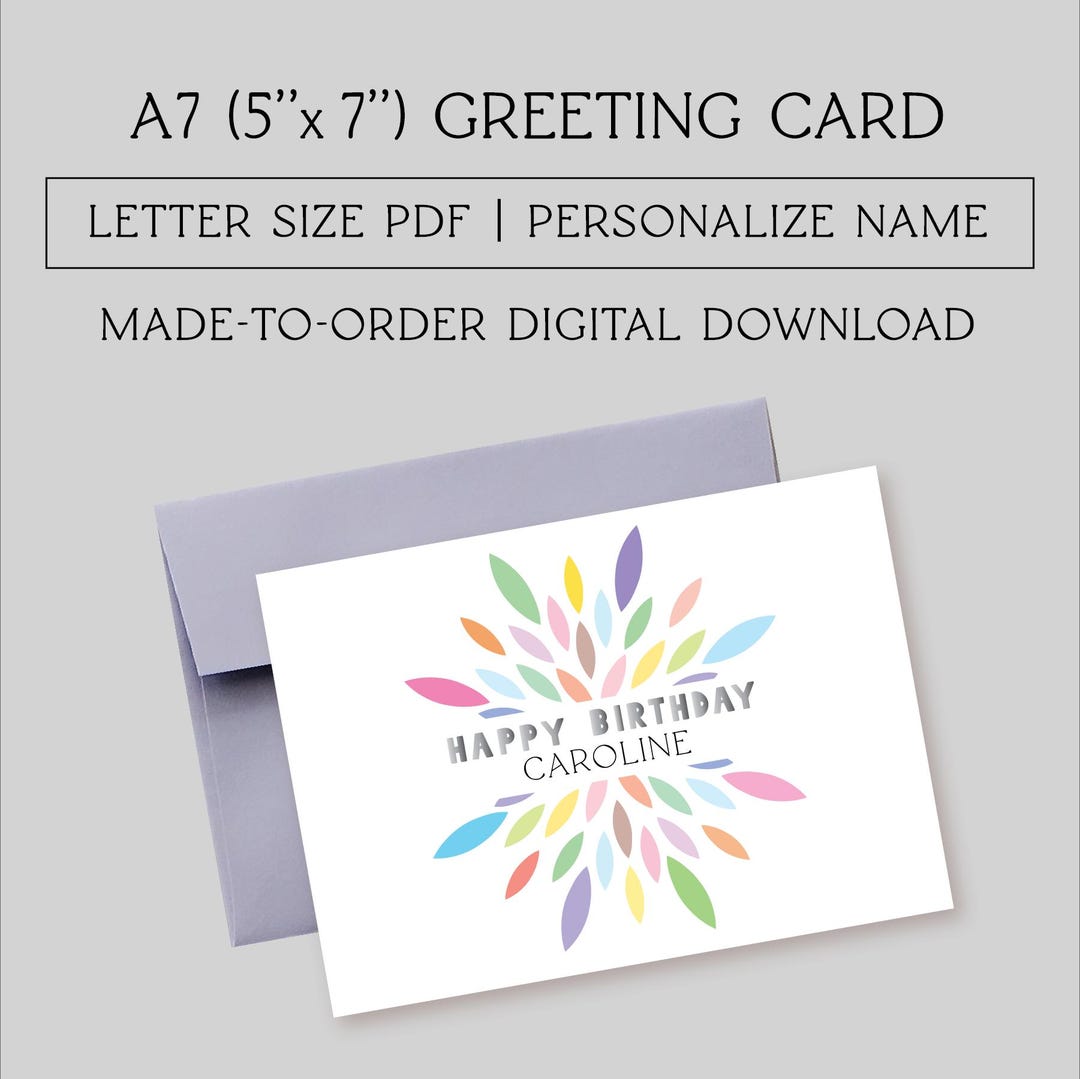 Printable Personalized Happy Birthday Card, Made to Order Digital ...