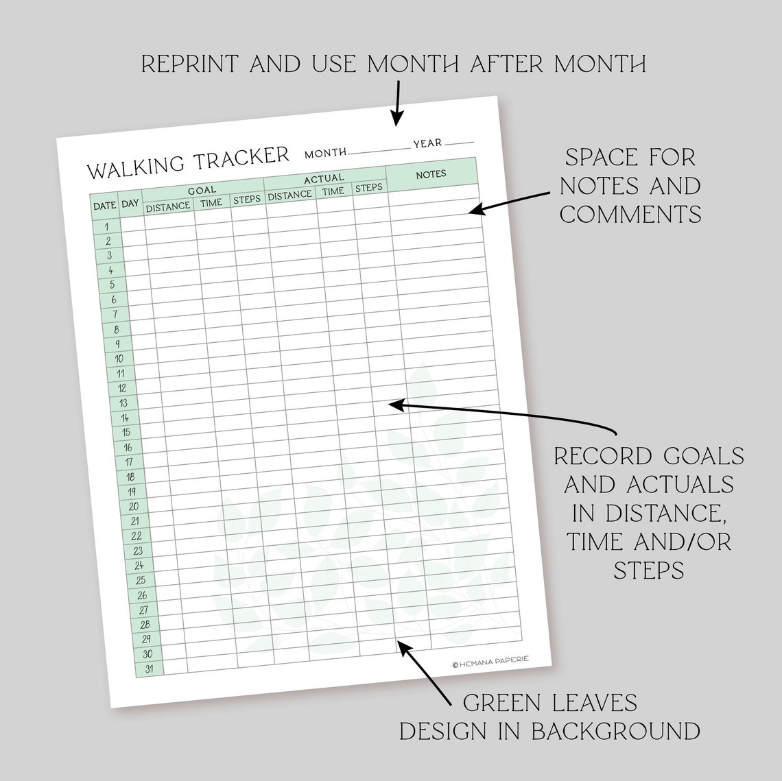 Printable Steps Tracker 8.5X11 | Digital Download | Walking Tracker ...