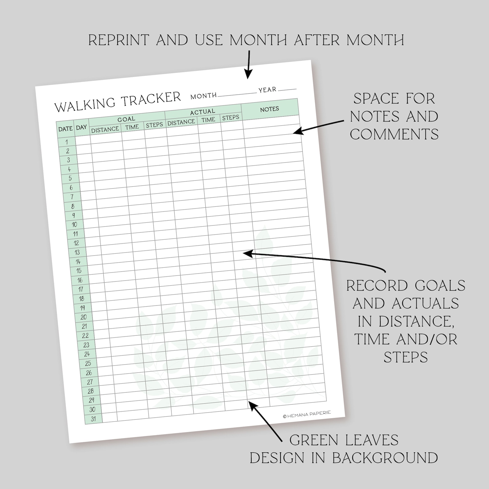 Printable Steps Tracker 8.5X11 | Digital Download | Walking Tracker ...
