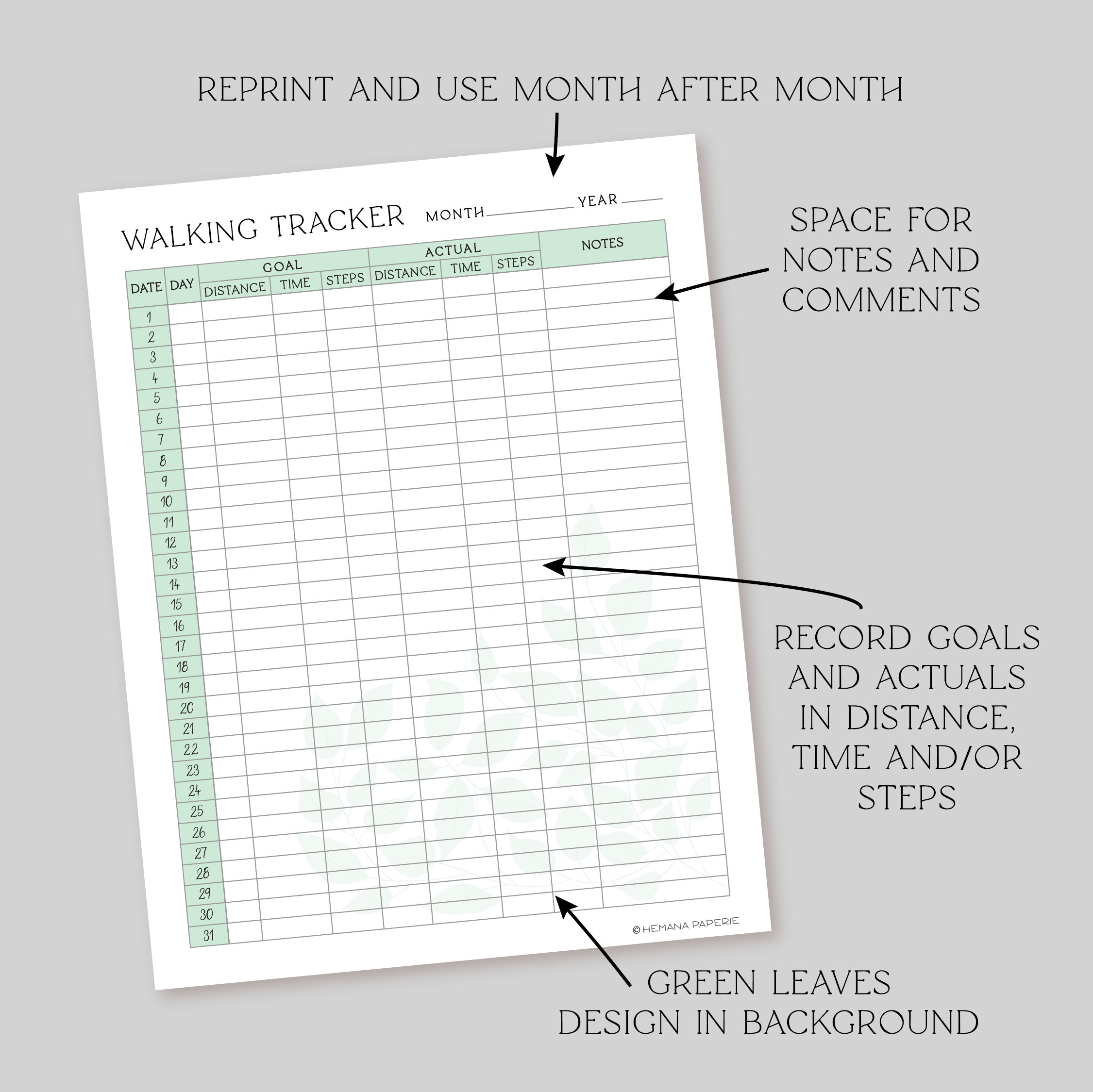 Printable Steps Tracker 8.5X11 | Digital Download | Walking Tracker ...