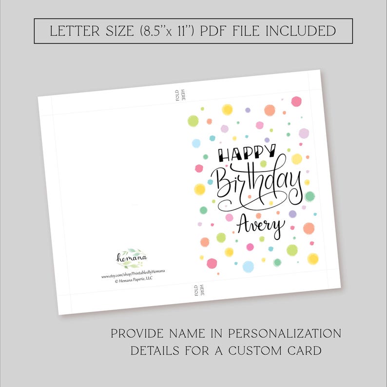 Printable Personalized Happy Birthday Card, Made to Order Digital ...