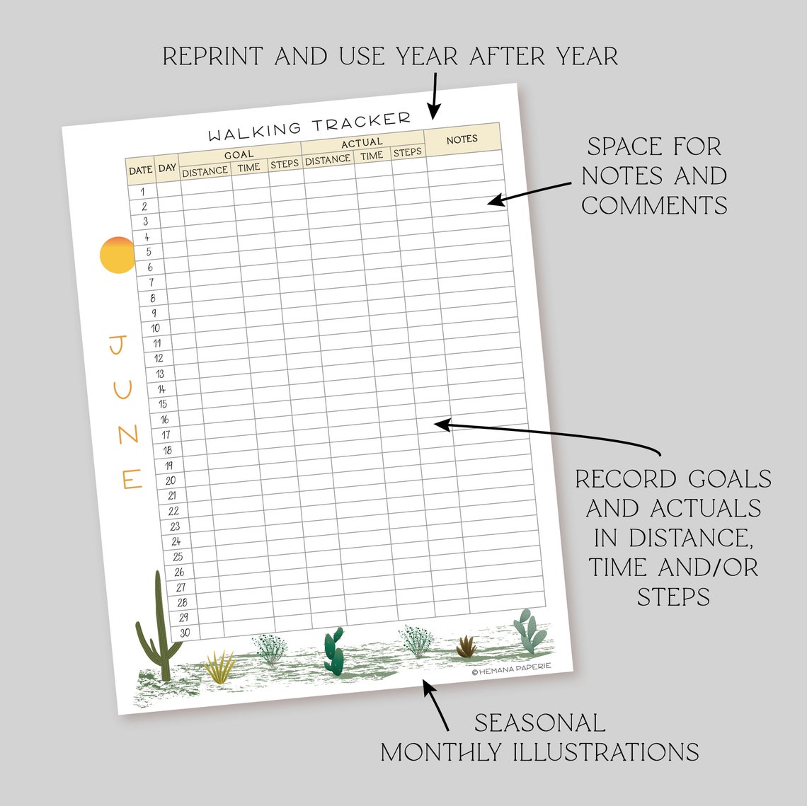 Printable Steps Tracker 8.5X11 | Digital Download | Walking Tracker ...