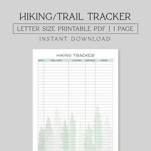 Printable Hiking Tracker 8.5X11 | Digital Download | Hiking Distance ...