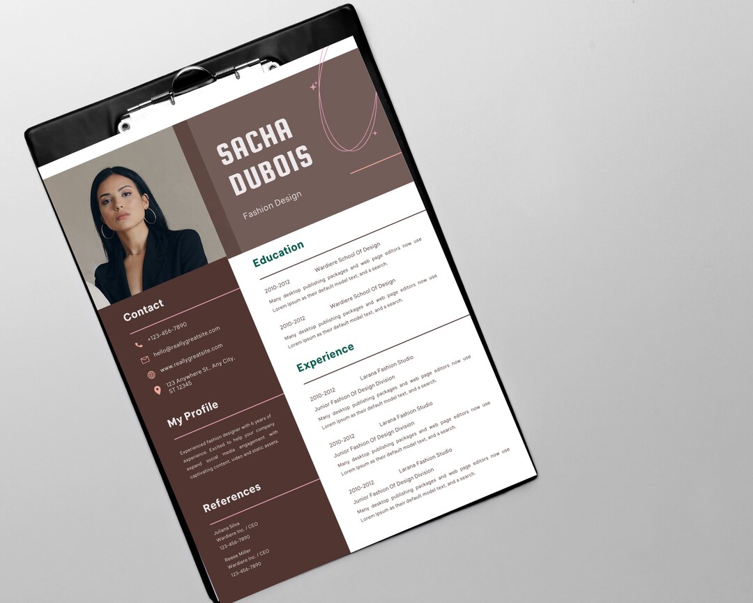 Resume Template With Photo, Professional Resume Template for Word ...