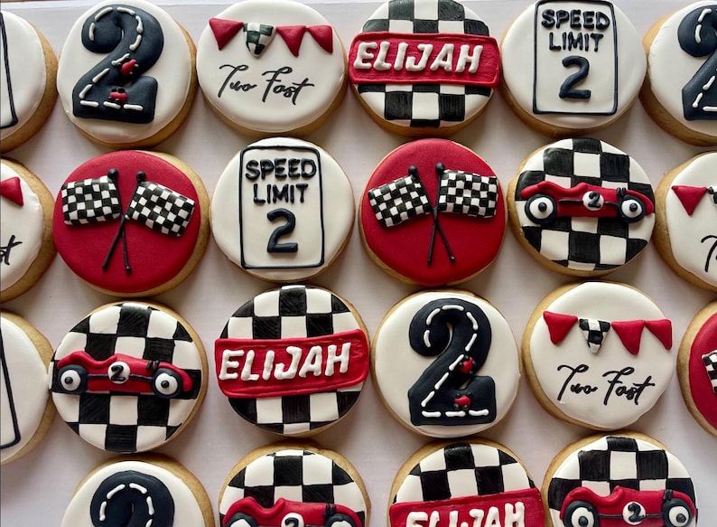 Racing Theme Cookies, Car Theme Cookies, Race Car Party Favors, Two ...