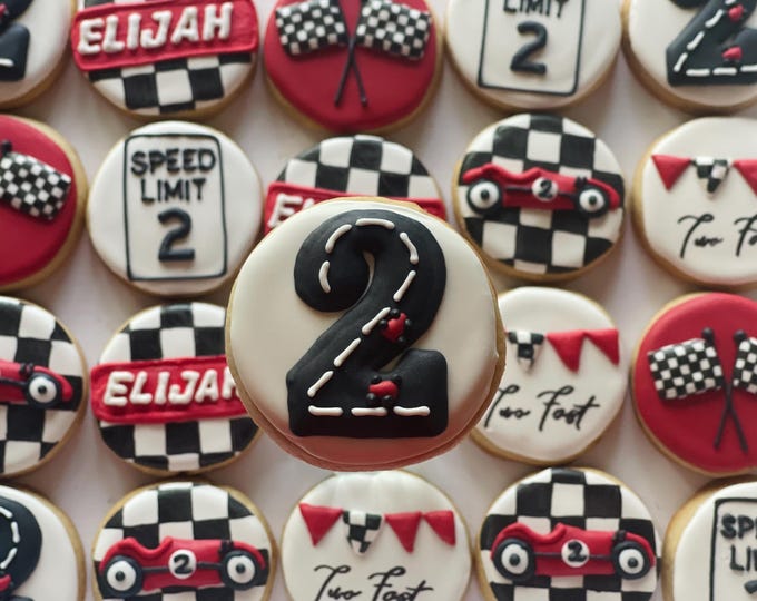 Racing Theme Cookies, Car Theme Cookies, Race Car Party Favors, Two ...
