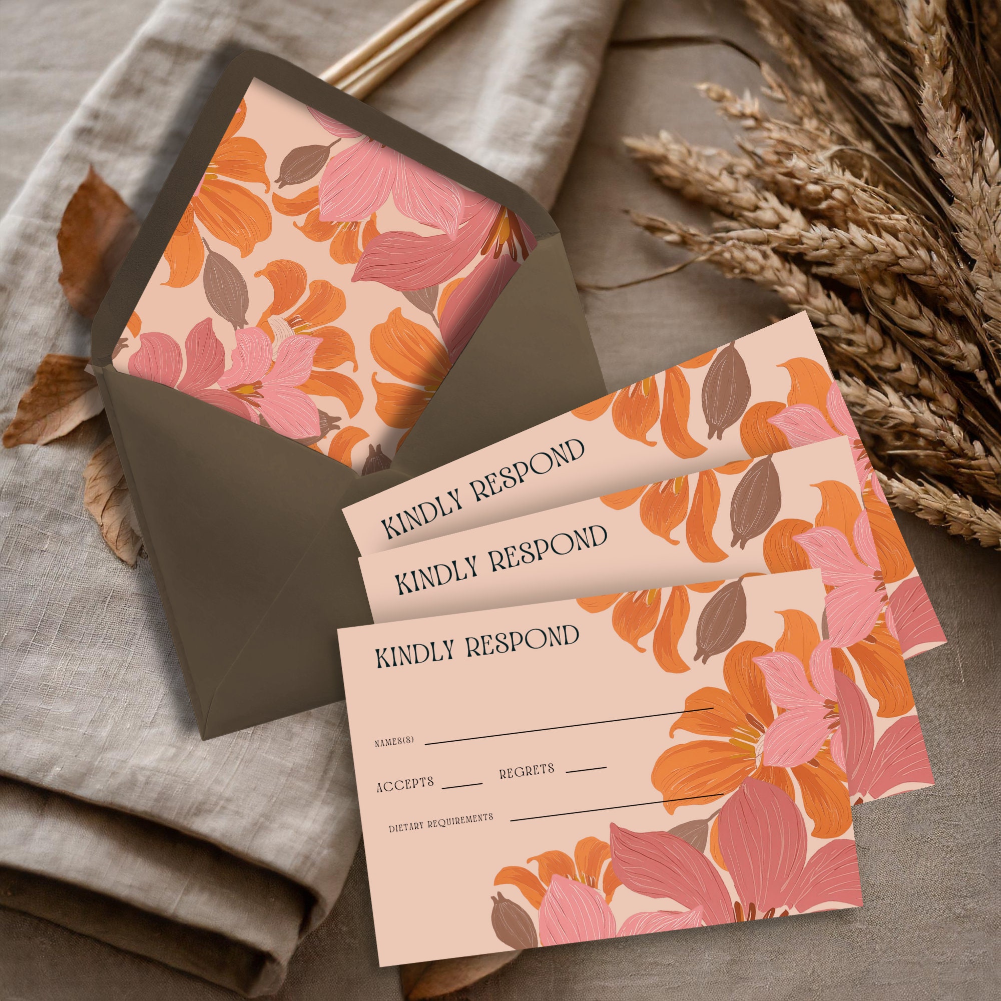 Good Vibes Wedding Invitation Template, Boho Printable Wedding Invite ...