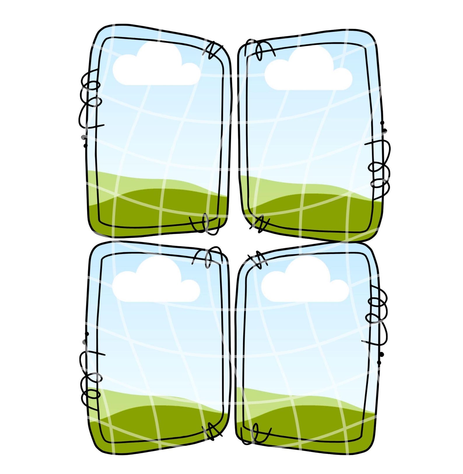 Doodle Border Canva Frame Hand Drawn Patchwork Editable Clipart Multi ...