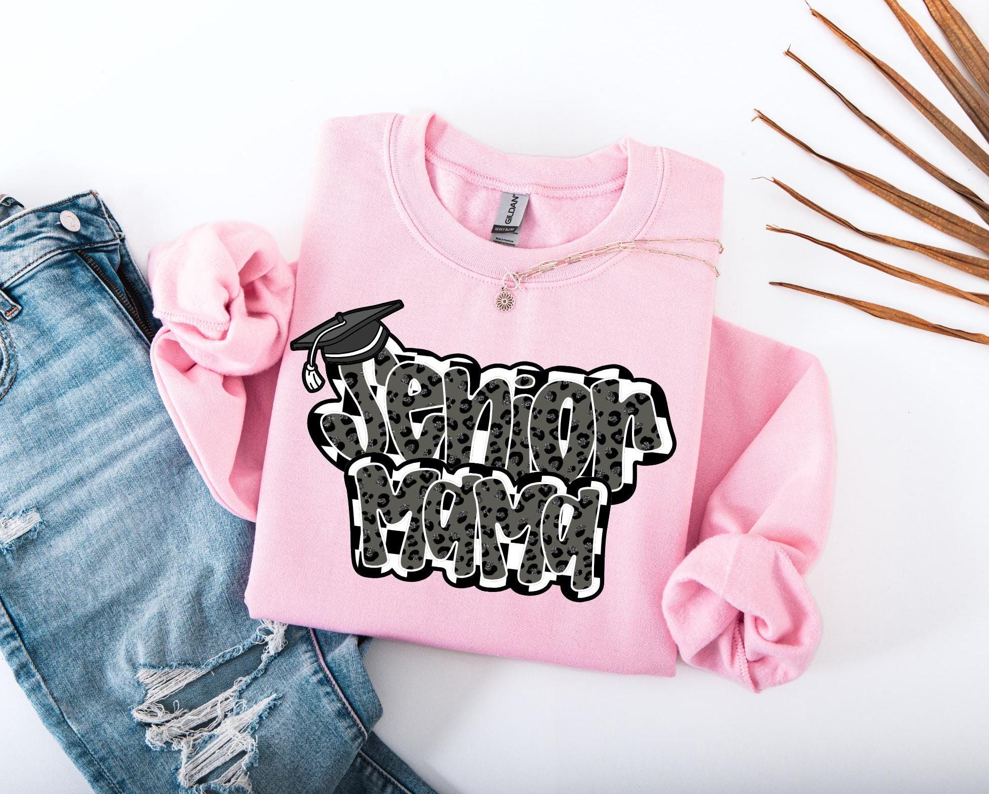 Retro Senior Mama Png Black White Leopard Print Graduate Mama Checkered ...