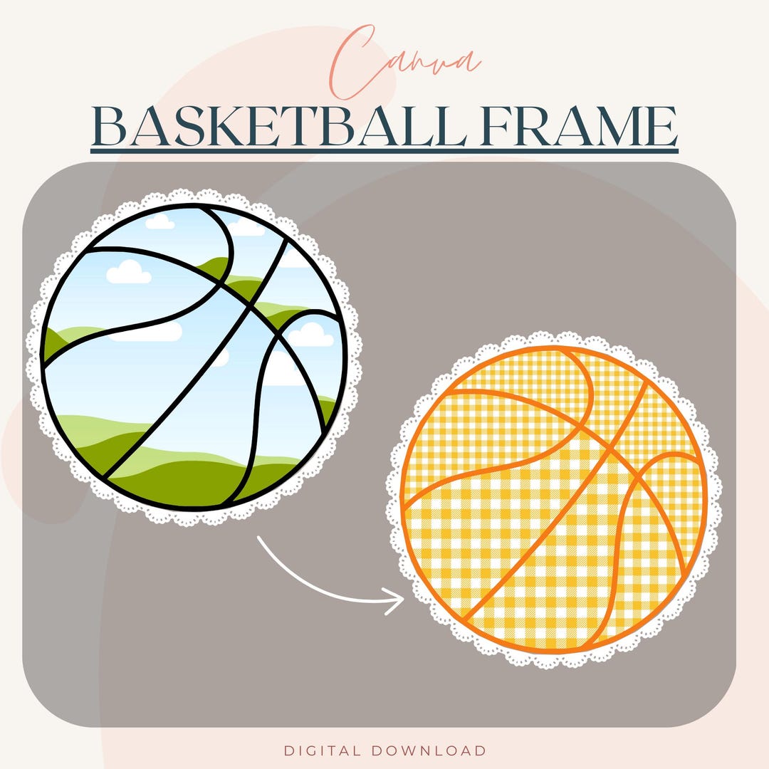Lace Ruffle Basketball Canva Frame Patchwork Basketball Sports Editable ...