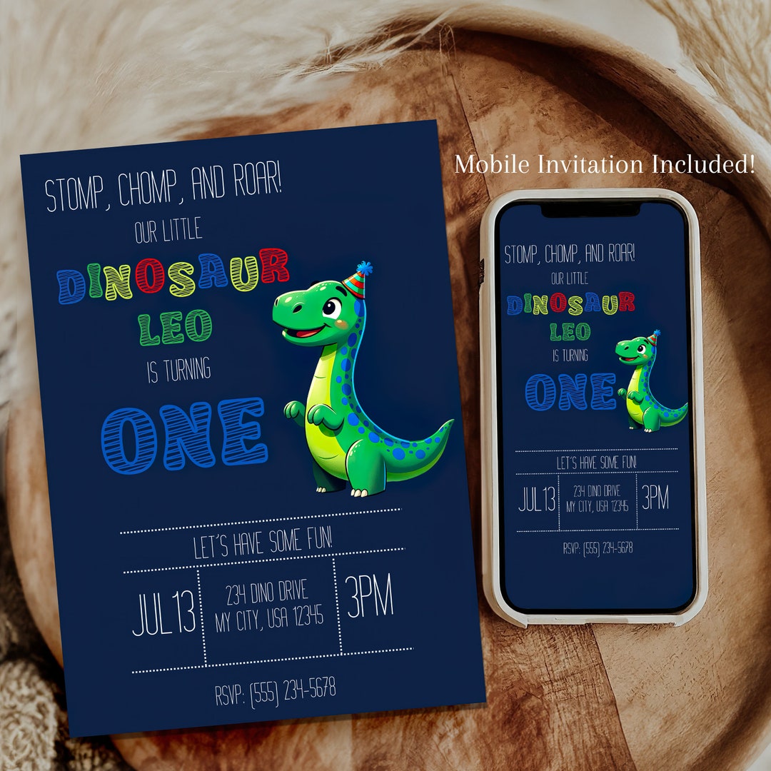 Editable Dinosaur Party Invitation, Instant Download, Dino Birthday ...