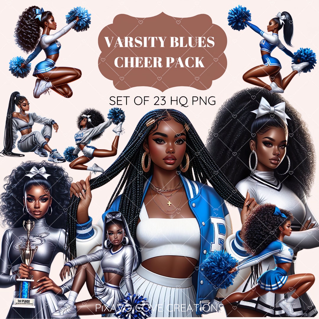 Cheerleaders Clipart, Varsity Cheer, Planner Girl Clipart, Black Girl ...