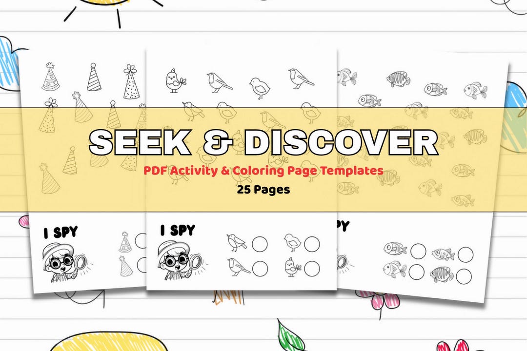 Seek & Discover – Printable I Spy Activity and Coloring Pages | 25-page ...