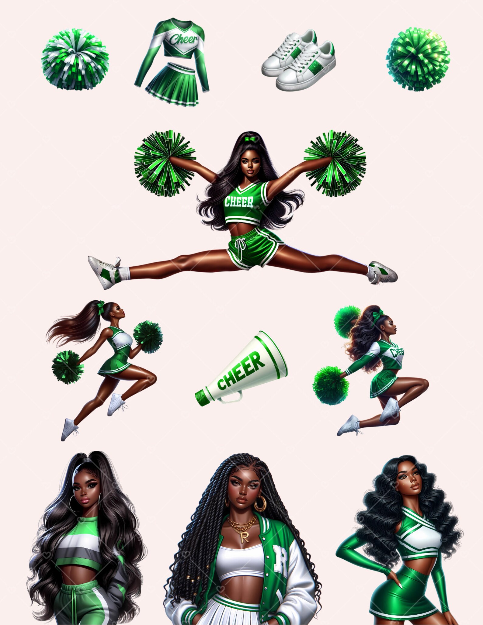 Black Cheerleaders Clipart: Varsity Spirit Squad (23 HQ PNG) - Etsy
