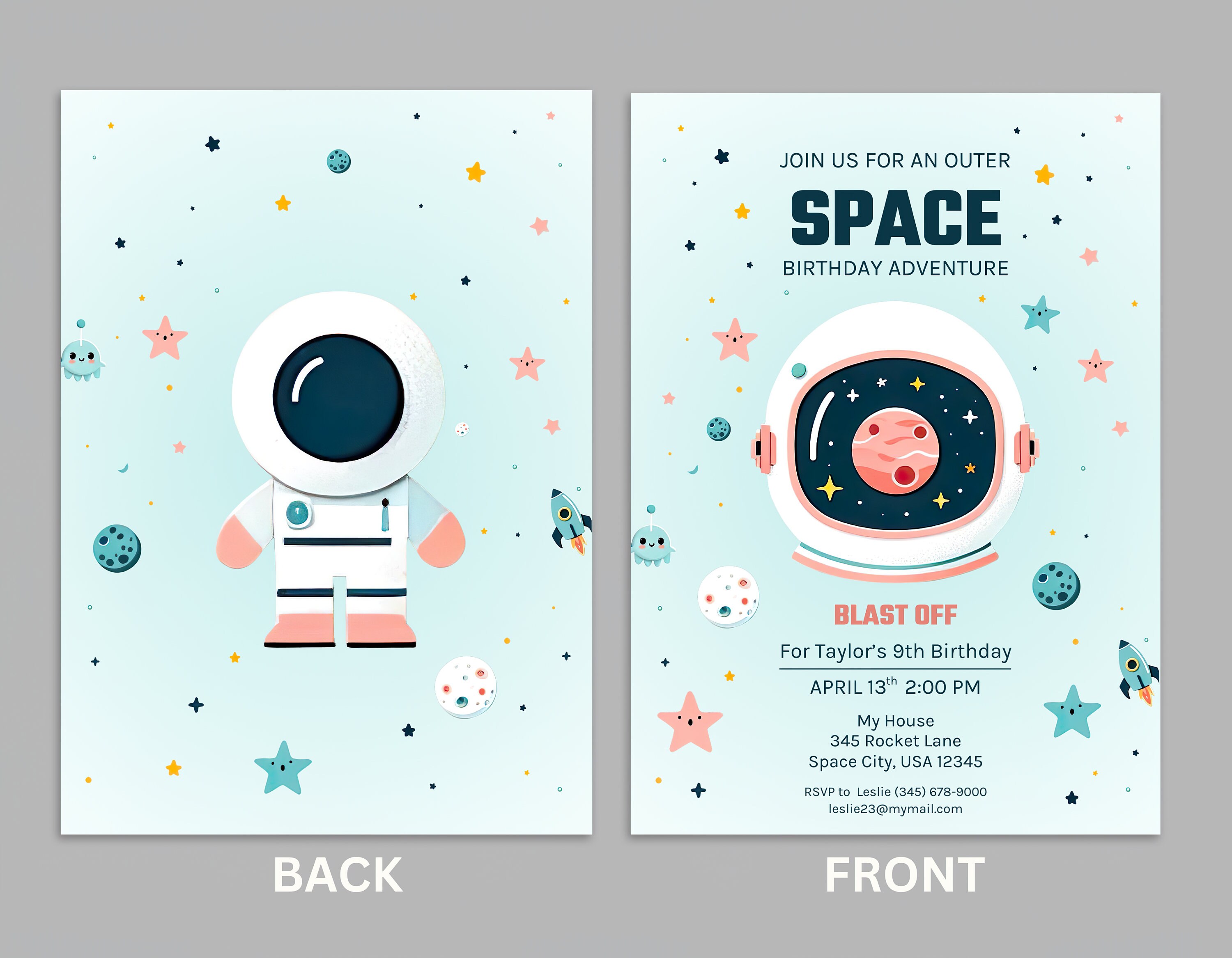 Outer Space Birthday Invitation Template, Planets Astronaut Invite ...