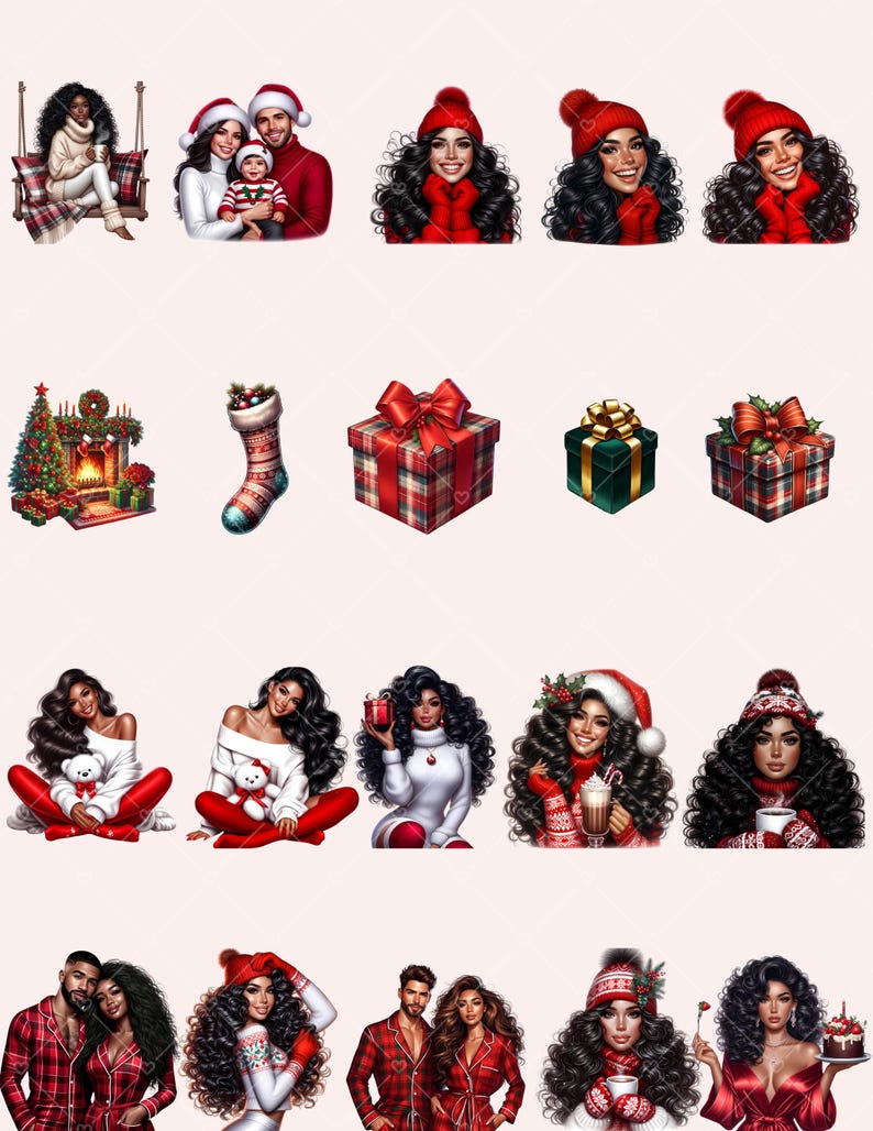 Christmas Girl Clipart: Winter Holiday PNG Set (56 Images) - Etsy