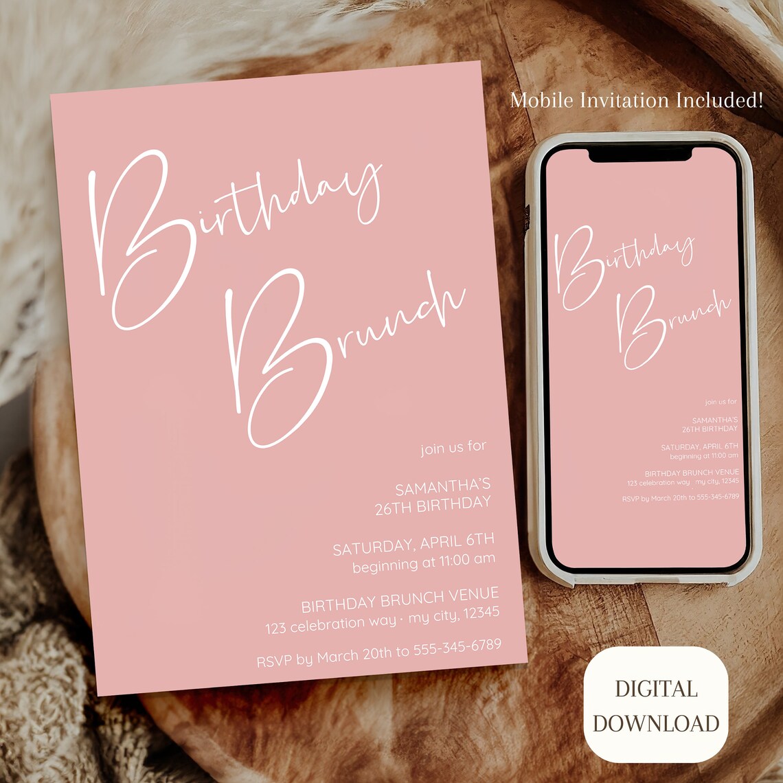 Editable Birthday Brunch Invitation Template (digital Download) - Etsy