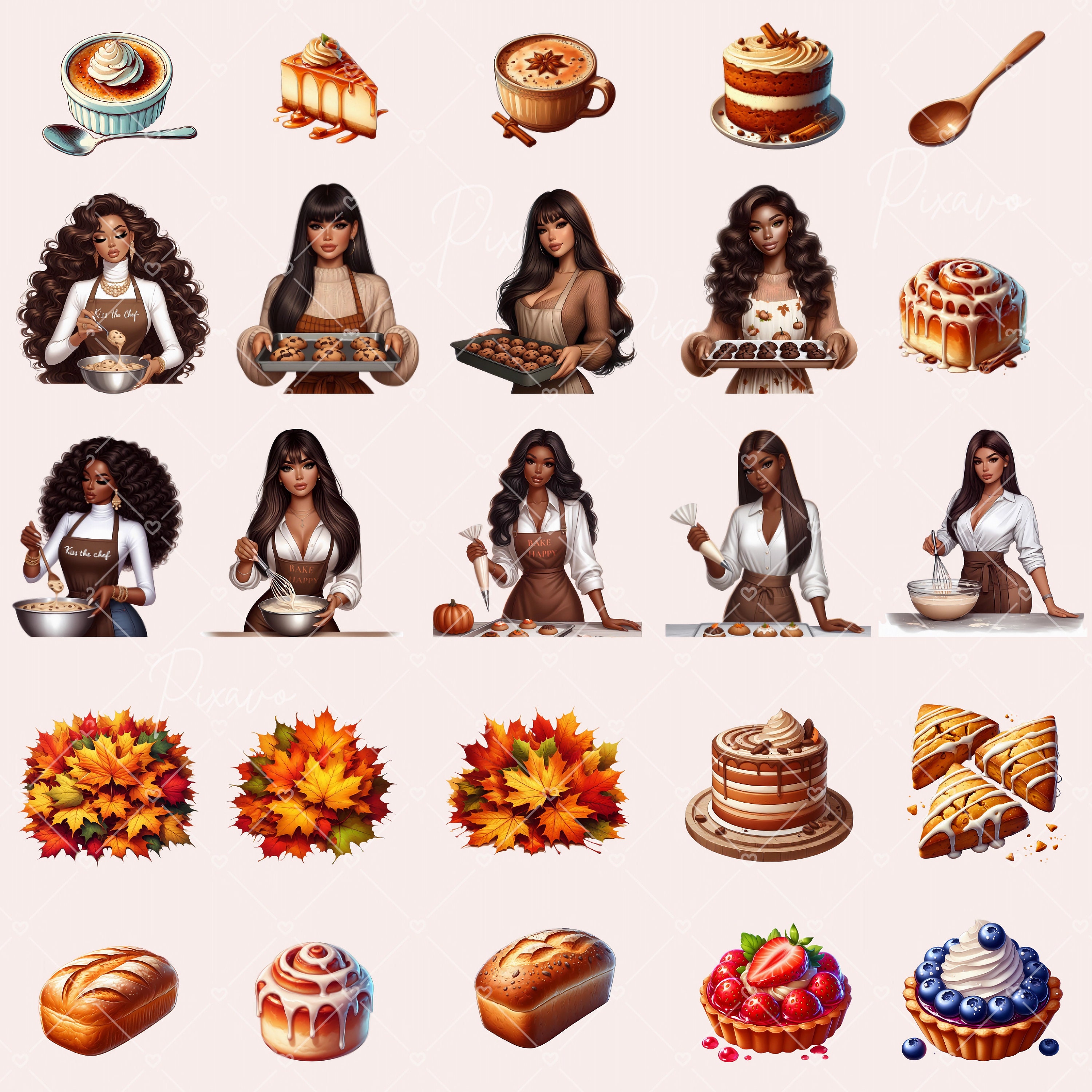 Autumn Bliss Baking Clipart | Cozy Fall Fashion & Baking Clipart ...