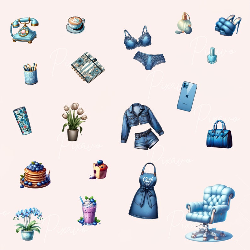 Denim Fashion Girl Clipart Bundle: Planner Stickers (PNG) - Etsy