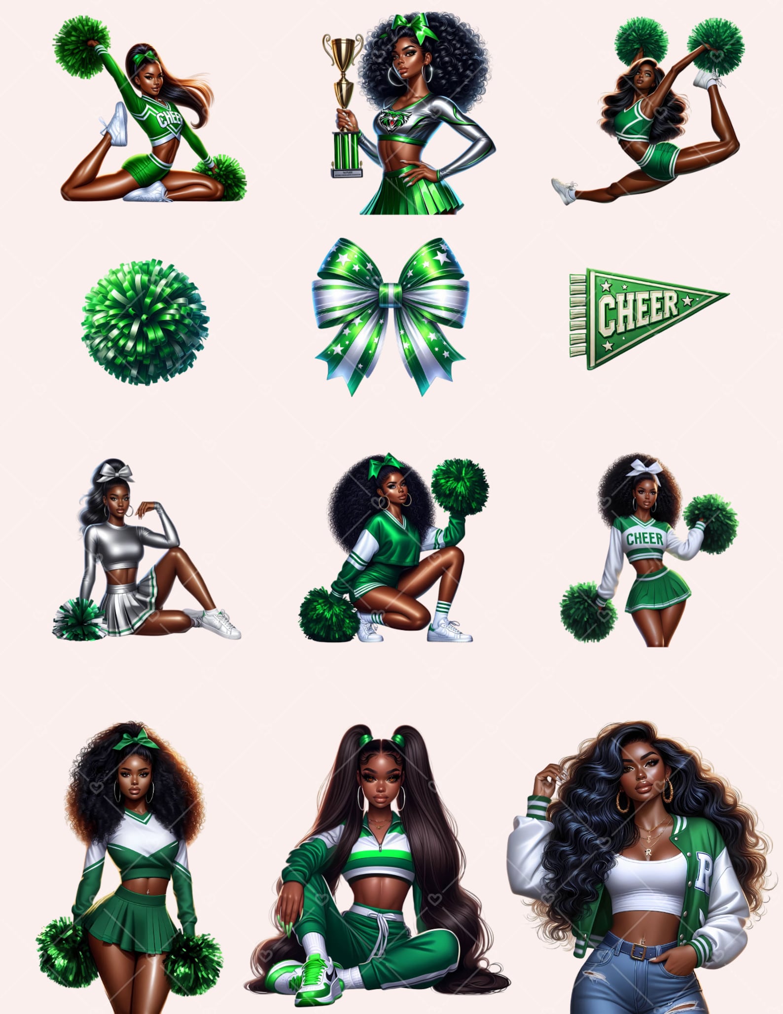Black Cheerleaders Clipart: Varsity Spirit Squad (23 HQ PNG) - Etsy
