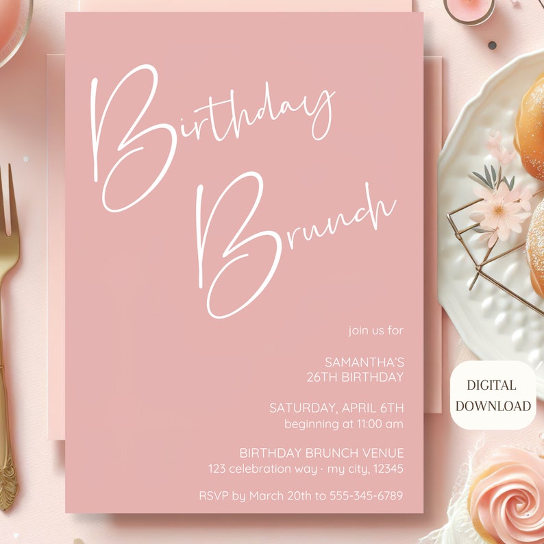 Editable Birthday Brunch Invitation Template (digital Download) - Etsy