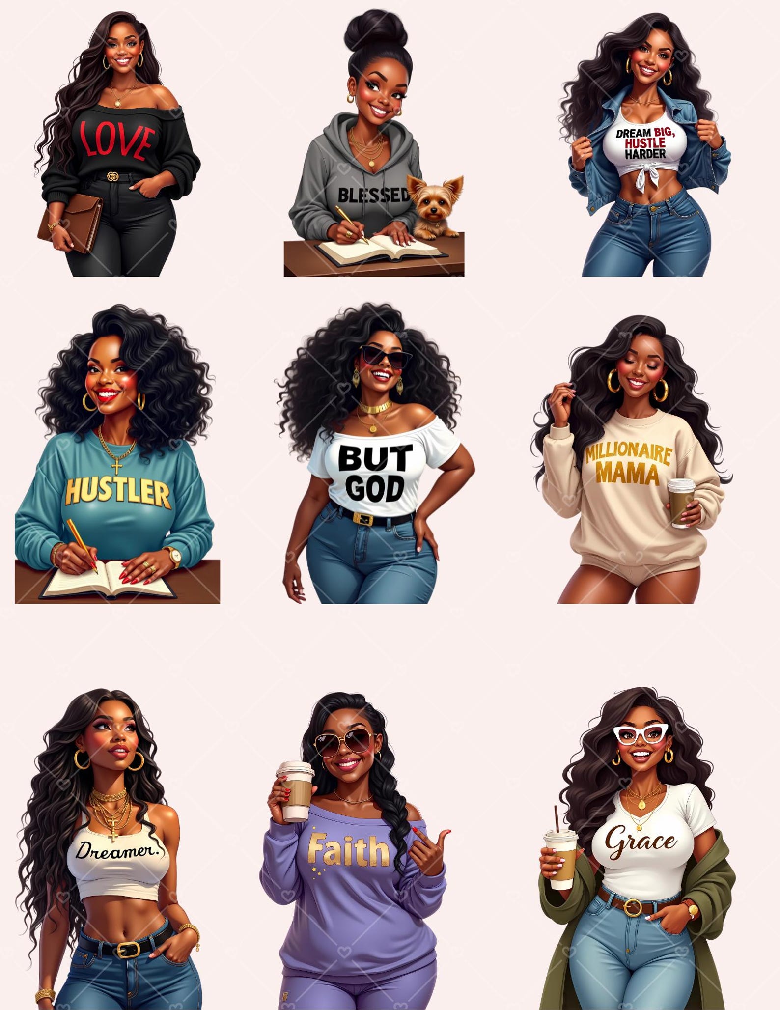 Black Women Clipart Bundle: Inspirational Empowerment Phrases (digital ...