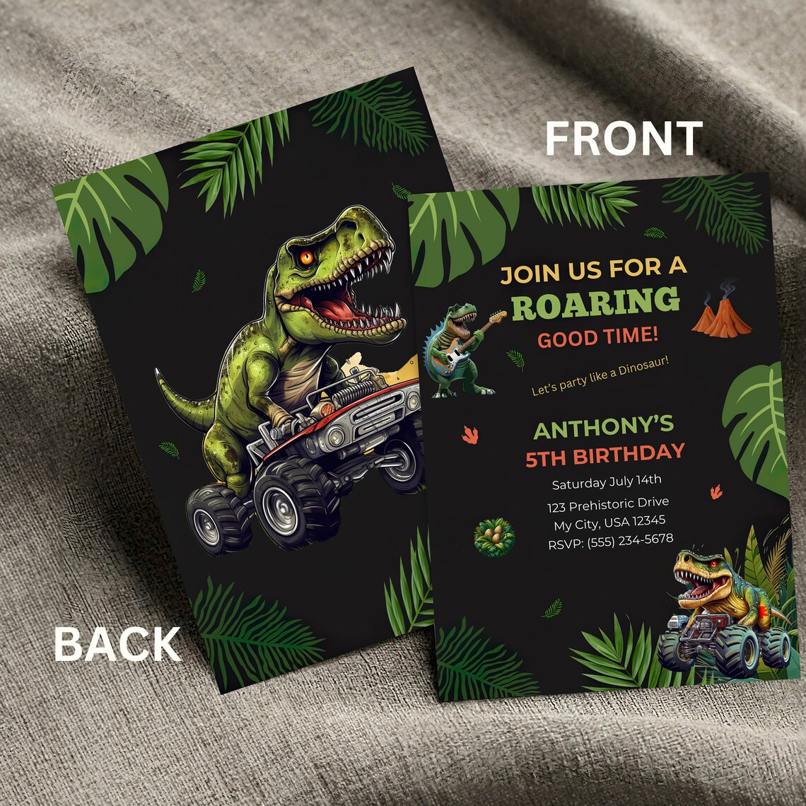 Dinosaur Birthday Invitation Template: Editable Dino Party Invite ...