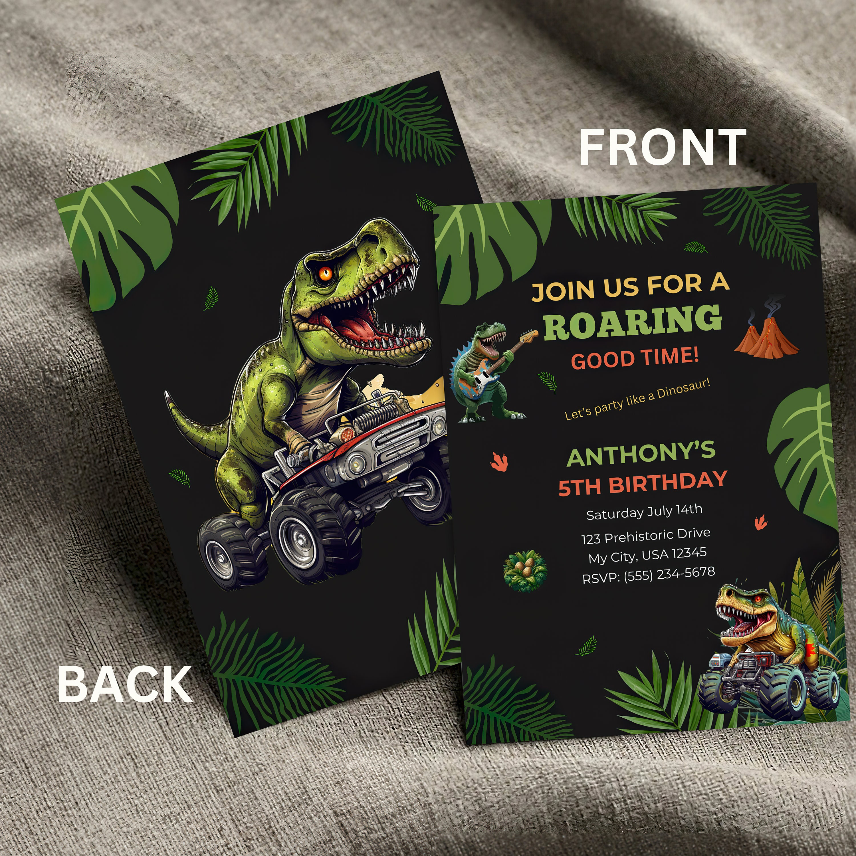 Dinosaur Birthday Invitation Template: Editable Dino Party Invite ...