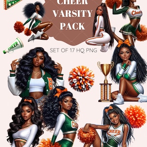 Black Cheerleaders Clipart: Varsity Cheer PNG Images - Etsy
