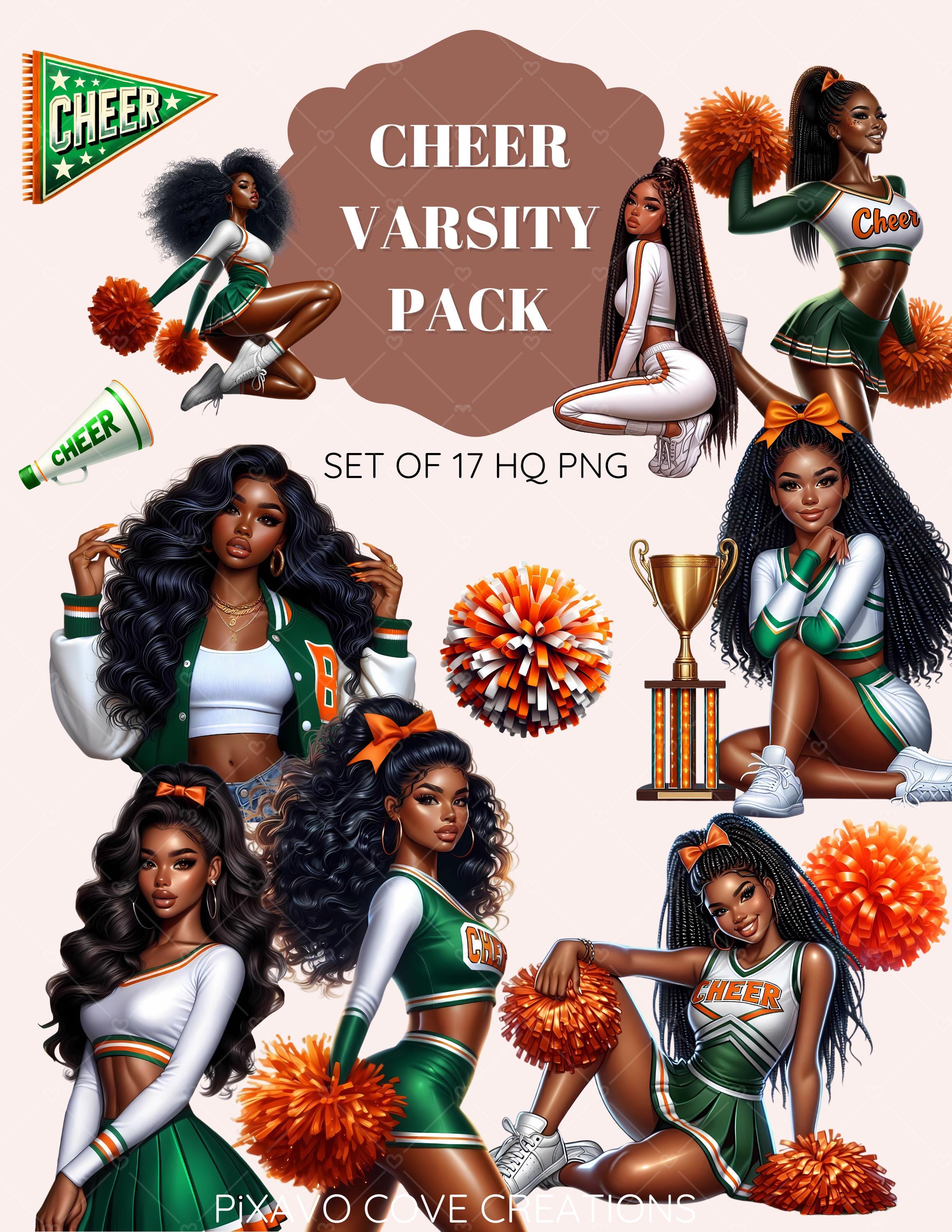 Black Cheerleaders Clipart: Varsity Cheer PNG Images - Etsy