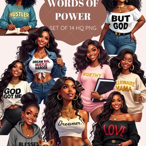 Black Women Clipart Bundle: Inspirational Empowerment Phrases (digital ...