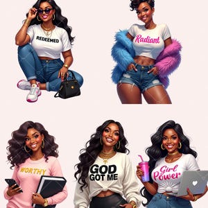 Black Women Clipart Bundle: Inspirational Empowerment Phrases (digital ...