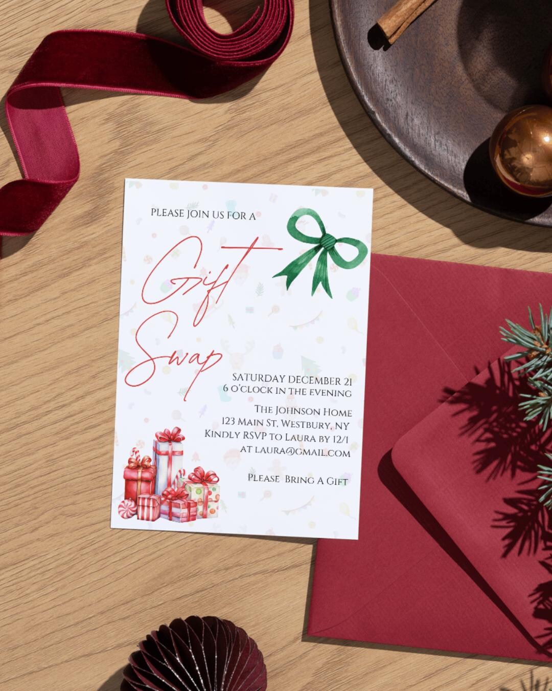 Gift Swap Invitation, Gift Exchange Party Invitation, Holiday Party ...