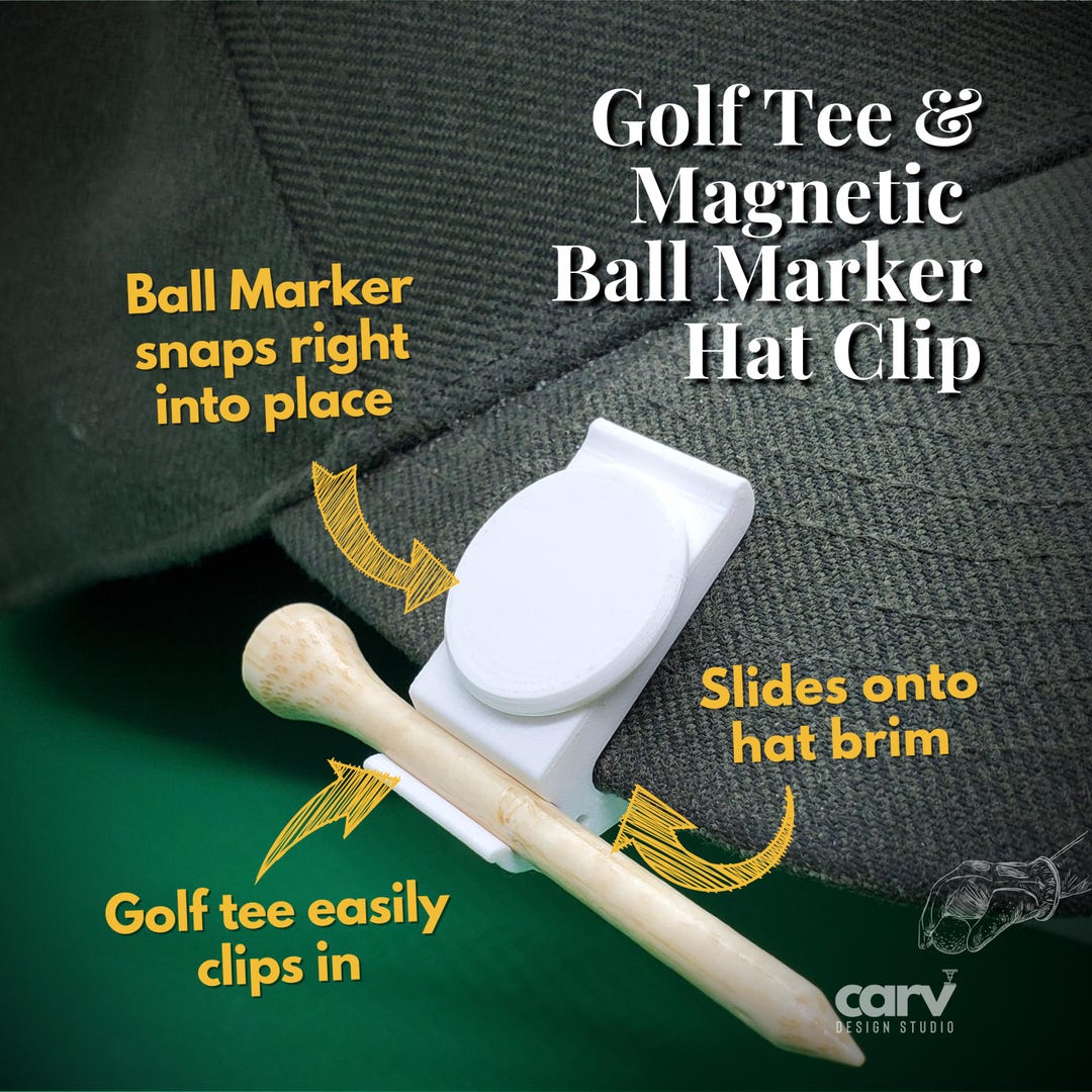 Golf Tee & Magnetic Ball Marker Hat Clip | Monogrammed | 3D Printed - Etsy