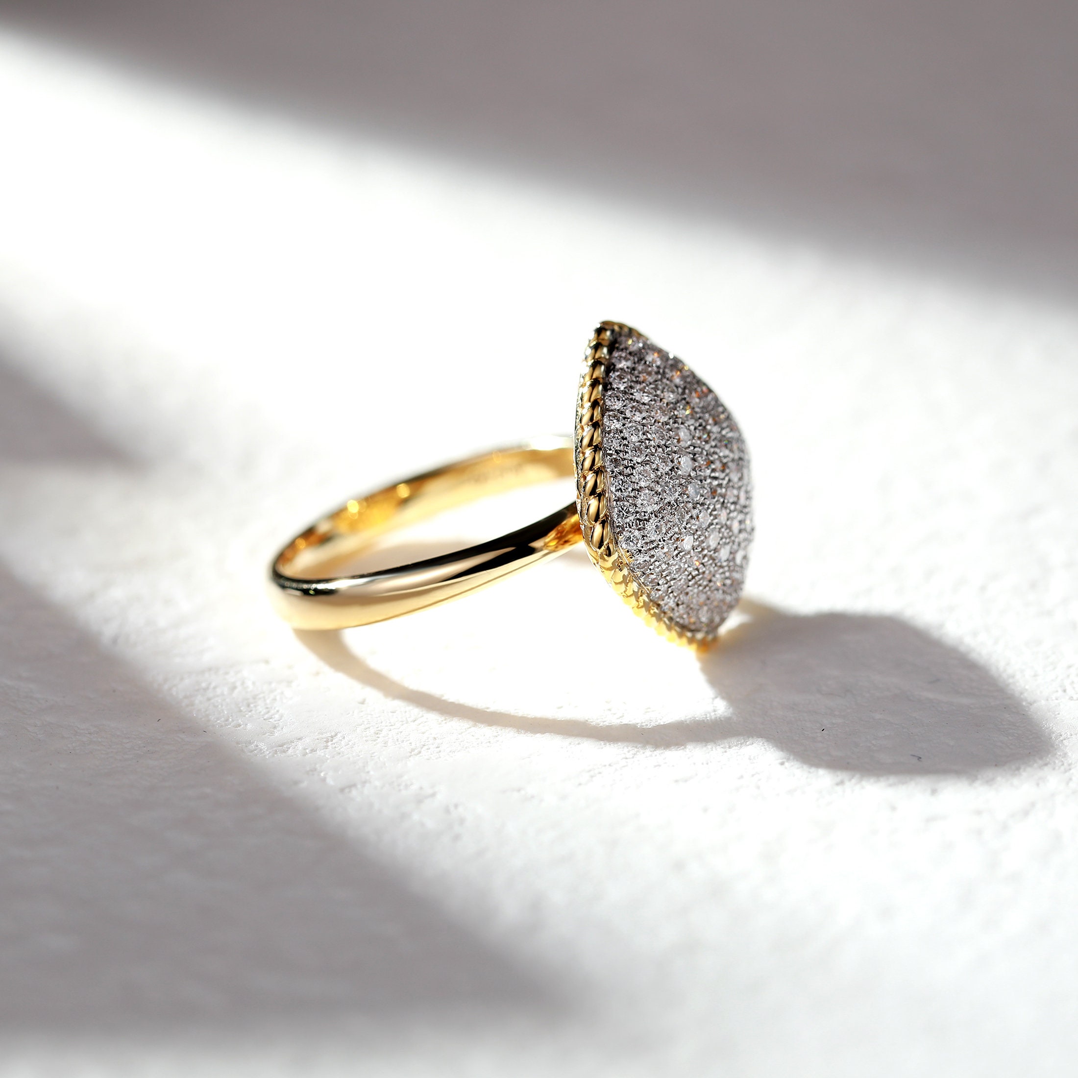 Unique Diamond Engagement Ring, 18k Solid Gold Ring, Minimalist ...