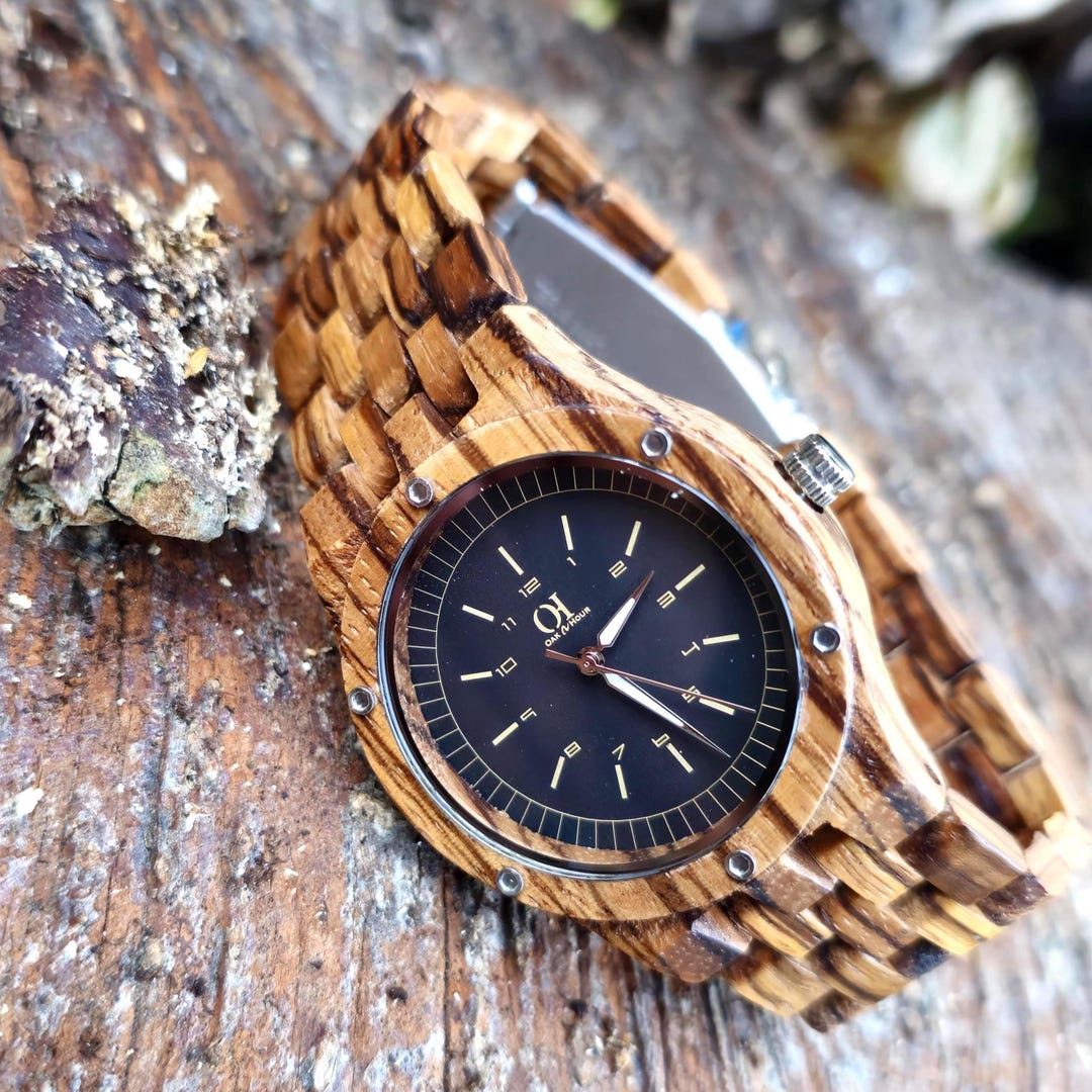 Engraved Zebrawood Watch for Men | Personalized Wooden Gift - Etsy