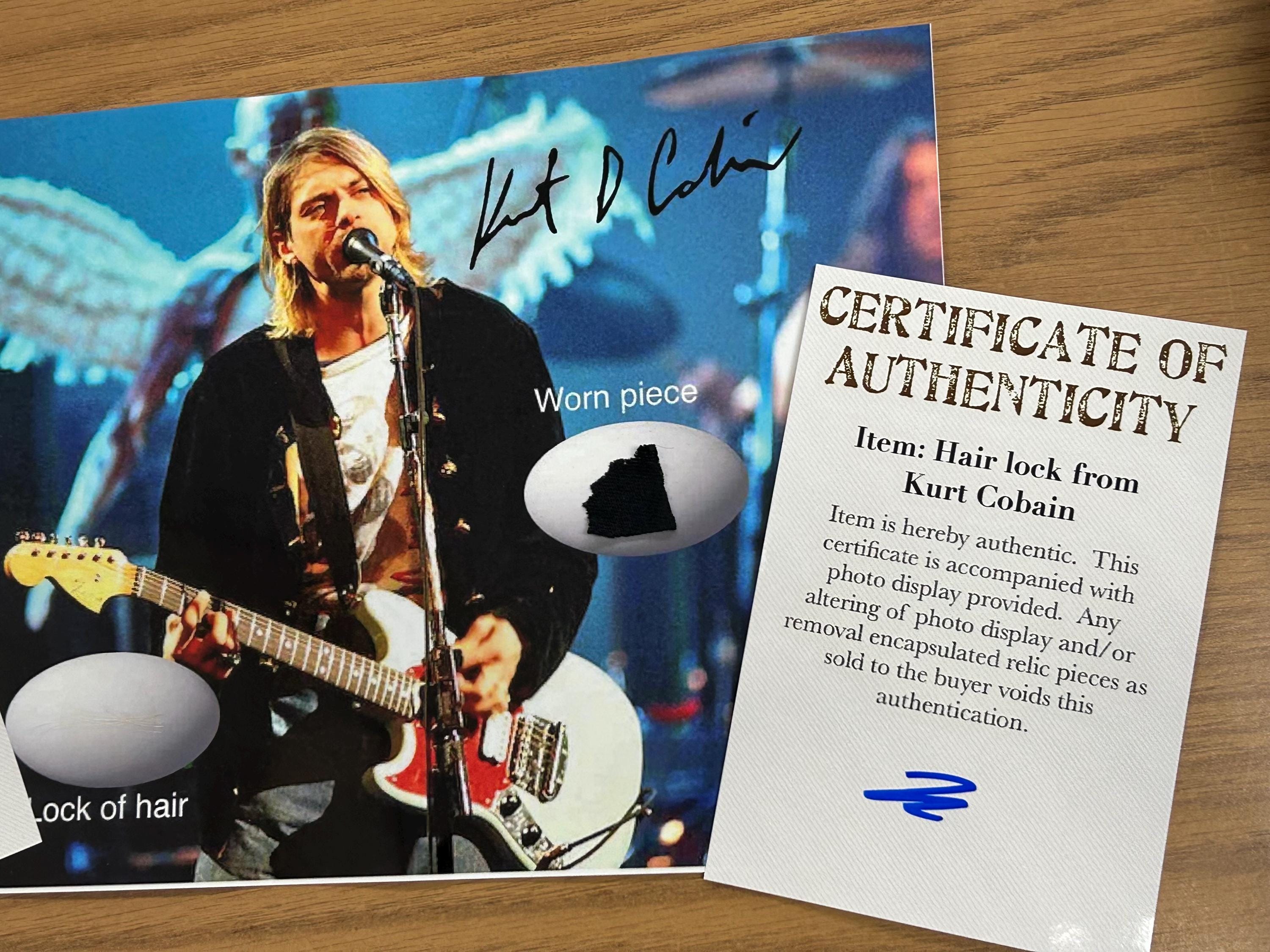 Kurt Cobain Nirvana Hair Strand Lock Speck Relic & Worn Piece Photo ...